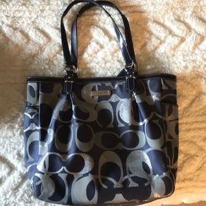 Coach Bags | Signature Navy Blue Tote Handbag | Poshmark